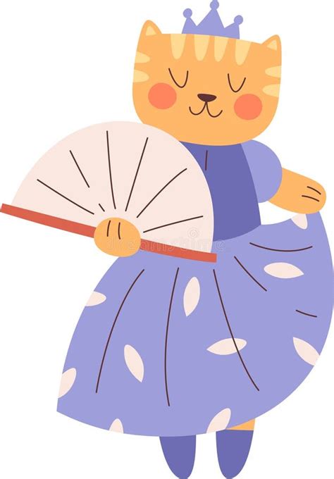 Princess Cat With Hand Fan Stock Vector Illustration Of Culture 293872594