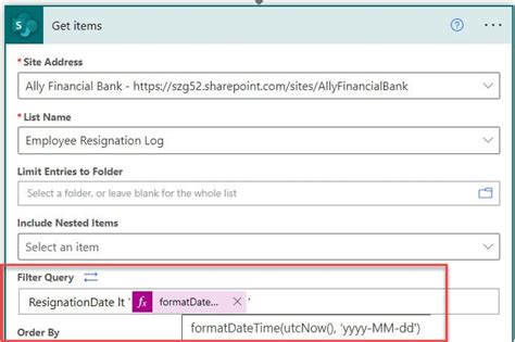 Power Automate Get Items Filter Query Date