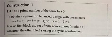 Solved Balanced Incomplete Block Design BIBD Which Of The Chegg