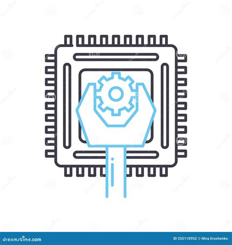 Processor Line Icon Outline Symbol Vector Illustration Concept Sign Stock Vector