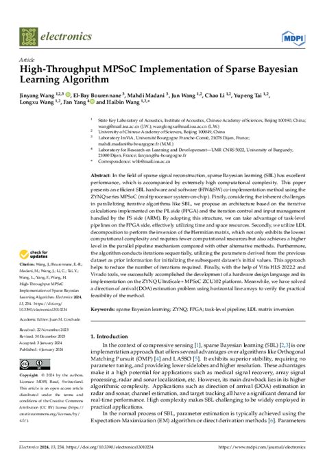 Pdf High Throughput Mpsoc Implementation Of Sparse Bayesian Learning