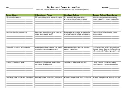 Career Action Plan Template