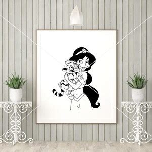 Jasmine And Rajah Aladdin Svg Outline Dxf Eps Pdf Png Cricut Cutting File Vector Clipart