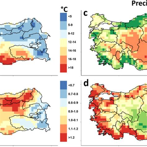 spatial pattern of the mean and standard deviation of temperature