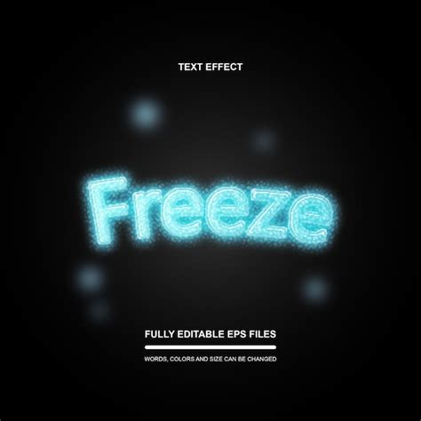 텍스트 효과 얼음 프리미엄 벡터