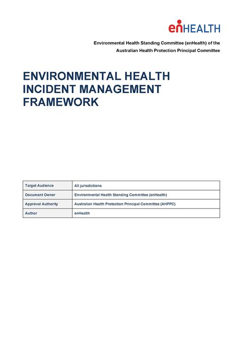 Enhealth Guidance Environmental Health Incident Management Framework Enhealth Guidance Environmental Health Incident Management Framework