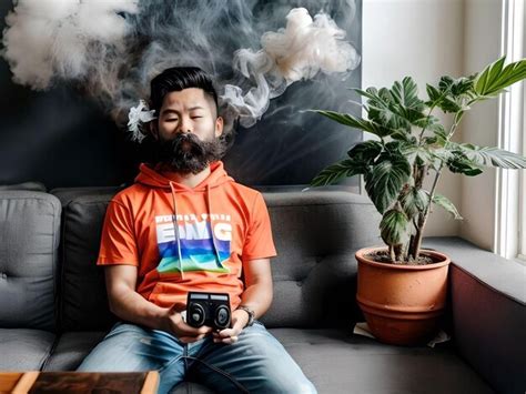 premium ai image conceptual man in orange jacket with thick beard and