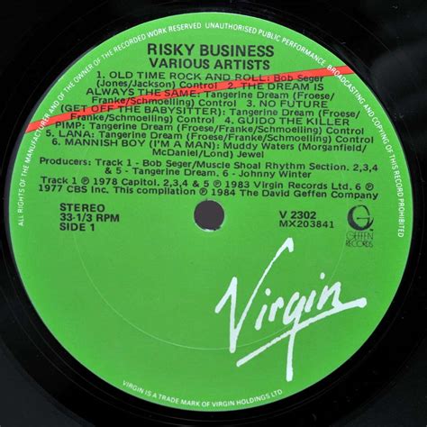 12 Vinyl Record Risky Business Original Soundtrack Various Artists