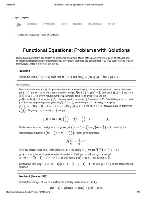 Imomath Functional Equations Problems With Solutions Download