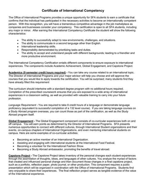 Certificate Of International Competency