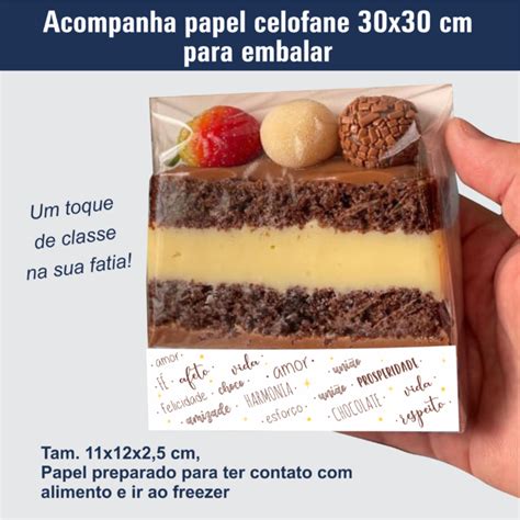 KIT EMBALAGEN SLICE CAKE P FATIA BOLO C CELOFANE INCLUSO 50 Unid
