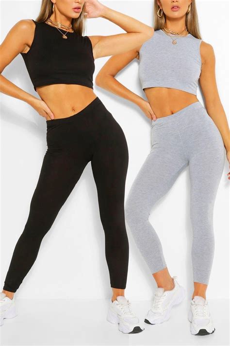 2 Pack Sleeveless Crop Top And Legging Two Piece Tops For Leggings