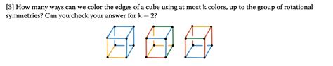 Solved 3 How Many Ways Can We Color The Edges Of A Cube