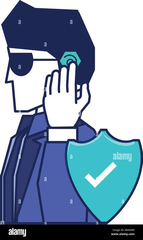 Cyber Security Agent With Shield Vector Illustration Design Stock Vector Image Art Alamy