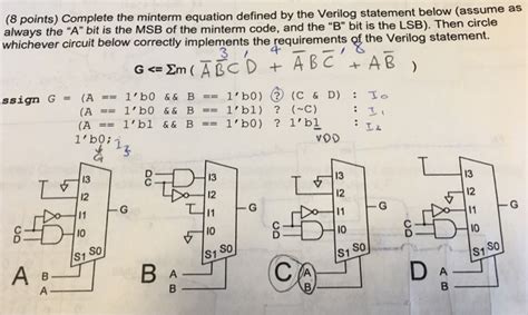 Solved Complete The Minterm Equation Defined By The Verilog