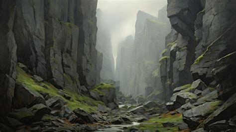 Premium Photo Misty Canyon Eerily Realistic Serene Visuals Of A