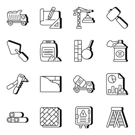 Premium Vector Pack Of Construction Instrument Linear Icons