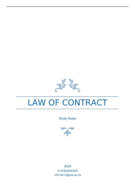 Summary Law Of Contract 301 Summaries Law Of Contract 301 Lcn301 Stuvia Sa