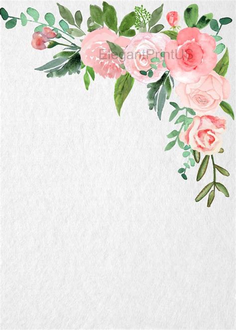 Blush Pink Roses Clip Art Corner Arrangement Roses Greenery Etsy