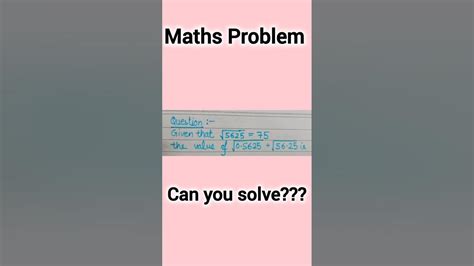Simple Square Root Problem Maths Maths Mathstricks Youtube