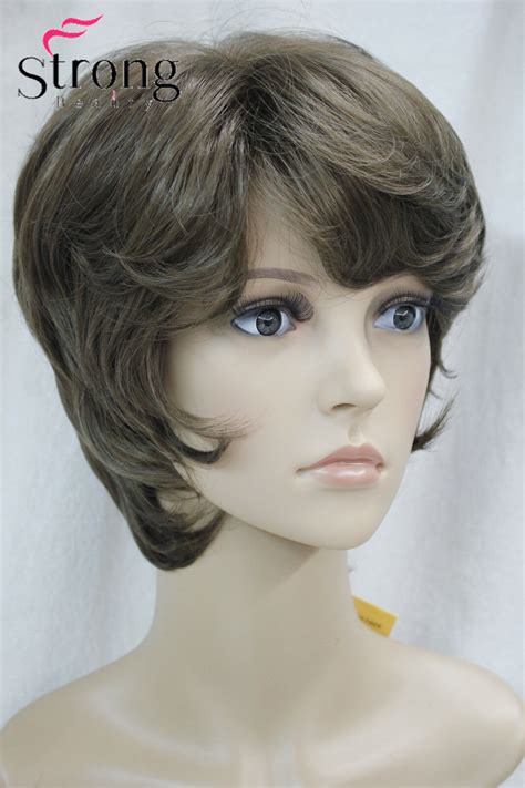 Short Curly Wigs Synthetic Wig With Bangs Brown Blonde Puffy Fluffy