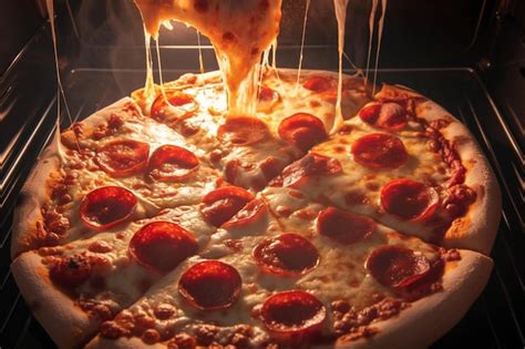 Heiße Und Leckere Pizza Die Während Des Backen Festgehalten Wurde