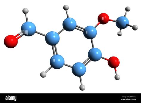 3d Image Of Vanillin Skeletal Formula Molecular Chemical Structure Of Phenolic Aldehyde