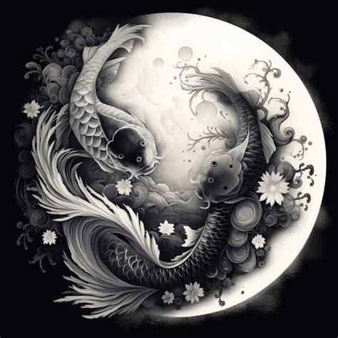Premium Photo Koi Fish Yin Yang Symbol Black And Whit