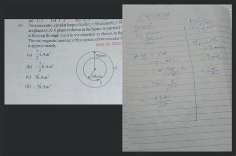 Two Concentric Circular Loops Of Radii R1 30 Cm And R2 50 Cm Are Placed