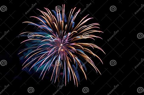 Colorful Fireworks Exploding In The Night Sky Stock Illustration