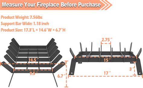 Anbaimei 17 Inch Heavy Duty Fireplace Grate Small Fire