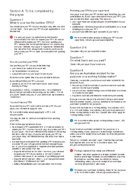Tax File Declaration Form Au Nat 3092 2017 Printable Template Psd