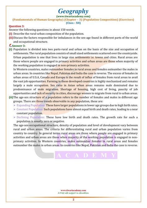 NCERT Solution For Class 12 Geography Chapter 3 Population Composition