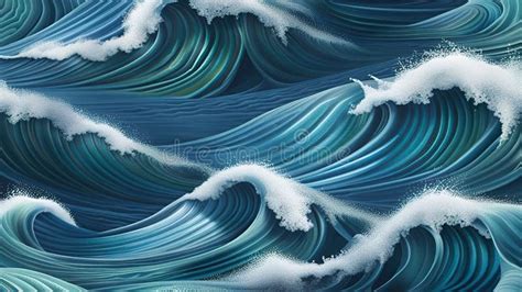 Abstract Blue Background With Smooth Lines And Waves 3d Rendering Seamless Pattern With Blue