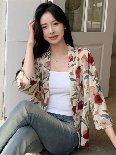 DAZY Blusa De Estampado Floral Con Frente Abierto Moda de Mujer SHEIN México