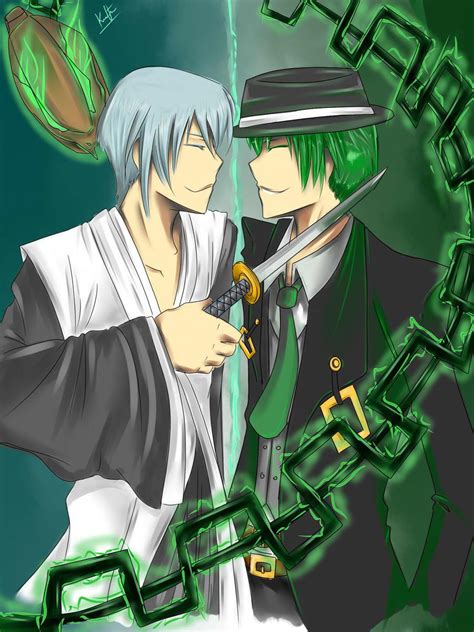 Gin Ichimaru Meets His Blazblue Counterpart Hazama Art By Xxryuusukexx Rbleach