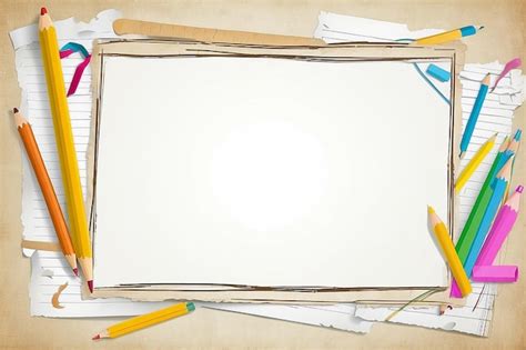 Premium Photo Notebook Paper Pencil Frame Background