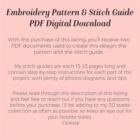 Pennsylvania State Embroidery Pattern Instant Digital Etsy