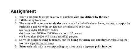 Solved Assignment 1 Write A Program To Create An Array Of Chegg