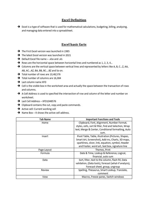 Excel Full Notes Pdf Microsoft Excel Spreadsheet