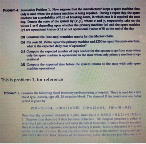 solved problem 4 reconsider problem 1 now suppose that the