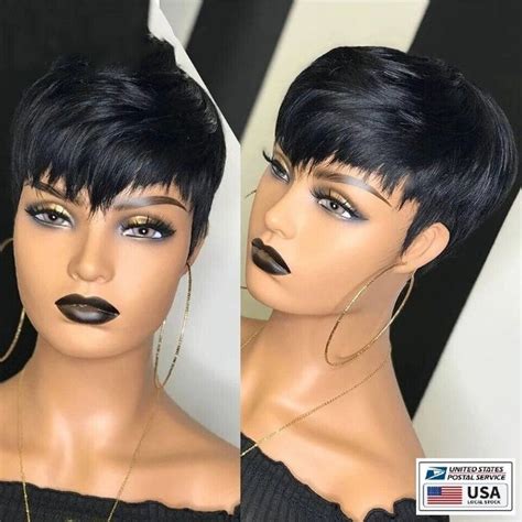 Pixie Human Hair Black Short Cuts Wigs Brazilian Women Hairstyles