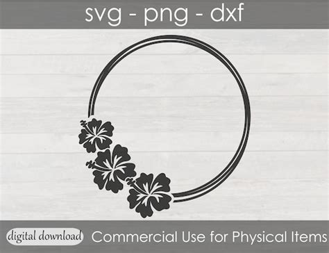 Hibiscus Flower Wreath Svg Hawaiian Flower Circle Border Svg Etsy