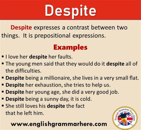 How To Use Despite In English Definition And Example Sentences English