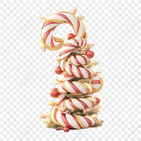 지팡이 사탕 골드 컬러 크리스마스 3d편물빨간색 Png 일러스트 무료 다운로드 Lovepik