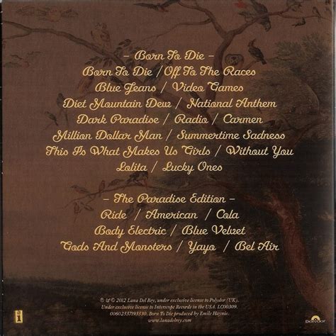 Lana Del Rey Born To Die Paradise Edition Tracklist