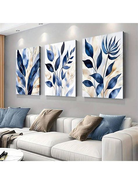 3pcs Modern Botanical And Abstract Canvas Art Set Waterproof Posters