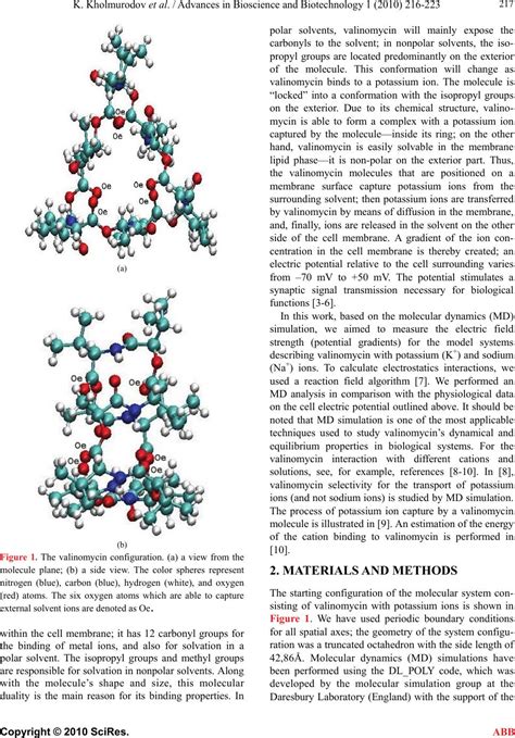 Molecular Dynamics Simulations Of Valinomycin Interactions With Potassium And Sodium Ions In