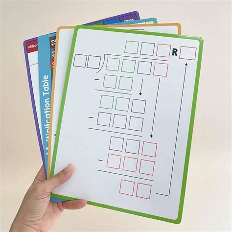 Lachilly 4pcs Dry Erase Multiplication And Division White Board Double Sided Practice Learning