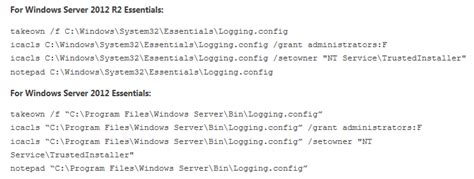 Enable Verbose Logging For Windows Server 2012 R2 Essentials